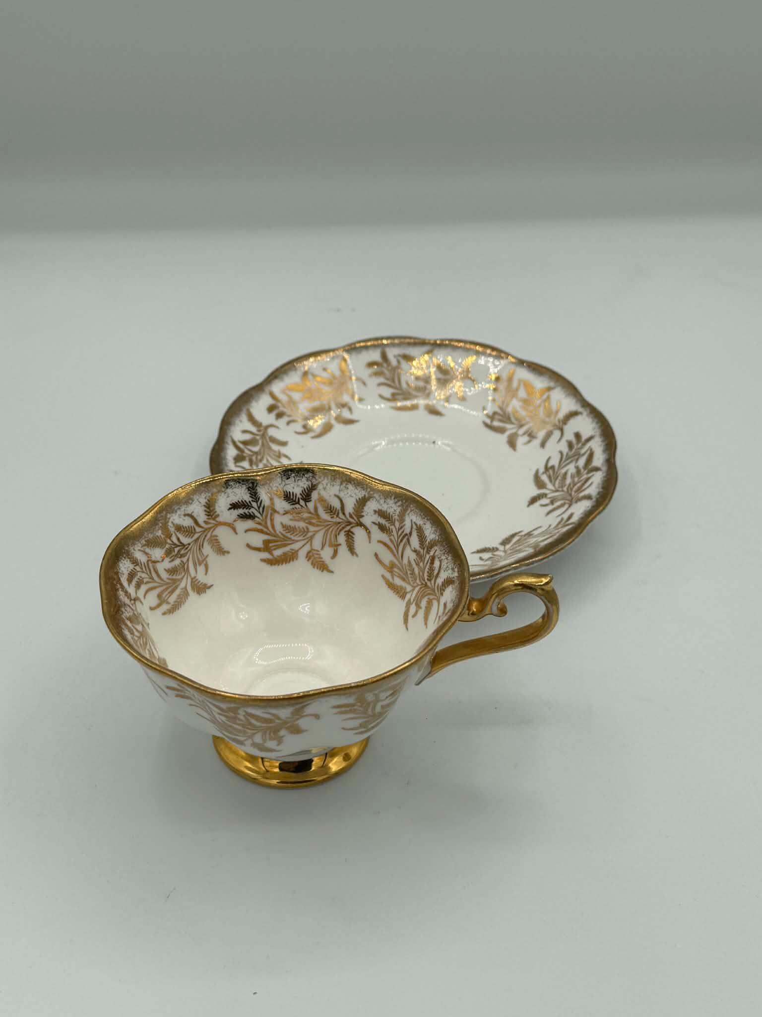 Royal Albert Gold Fern Teacup & Saucer – Avon Shape, Fine Bone China ...