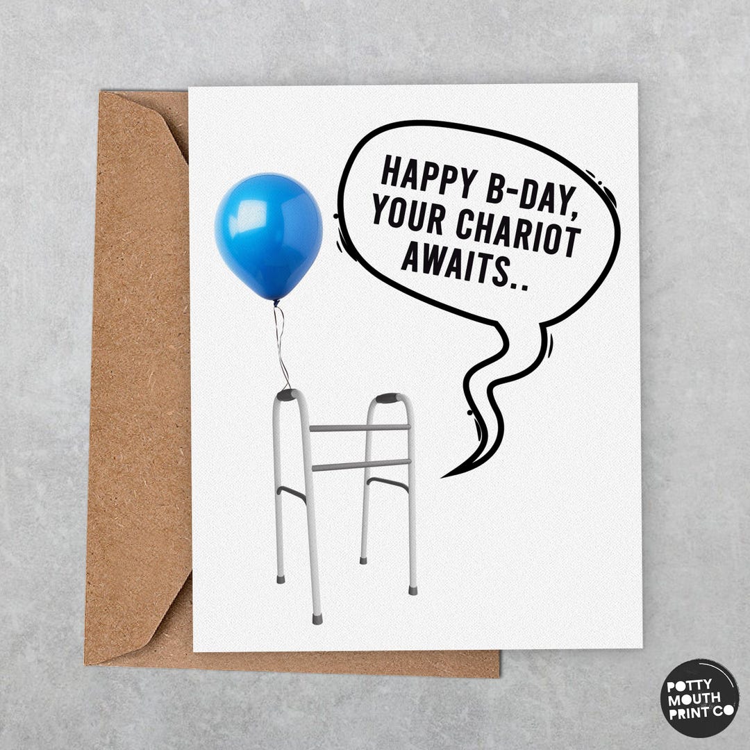 Your Chariot Awaits Birthday Card - Funny Birthday Greeting Card and ...