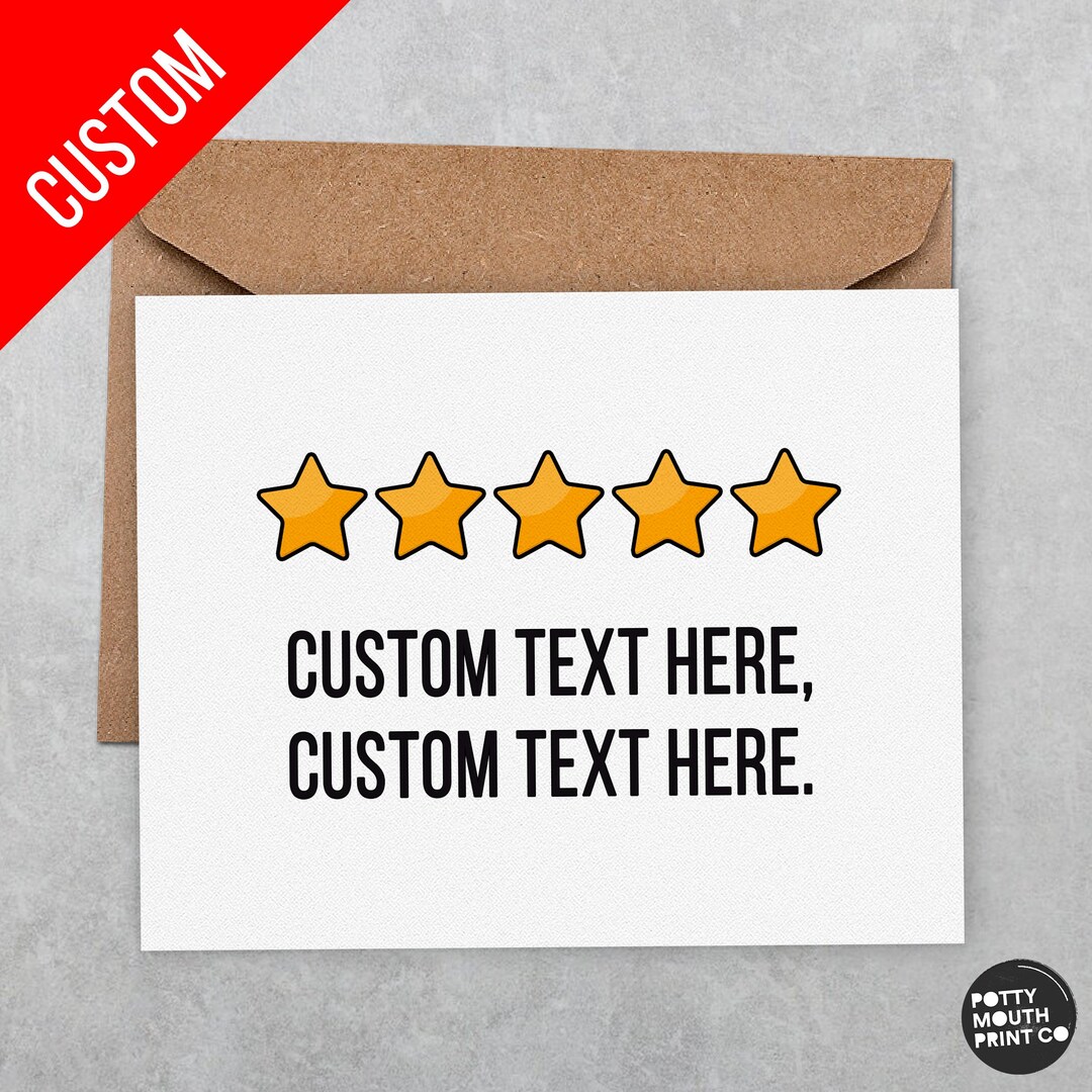 Custom Five Star Review Card - Funny Greeting Card and Envelope ...