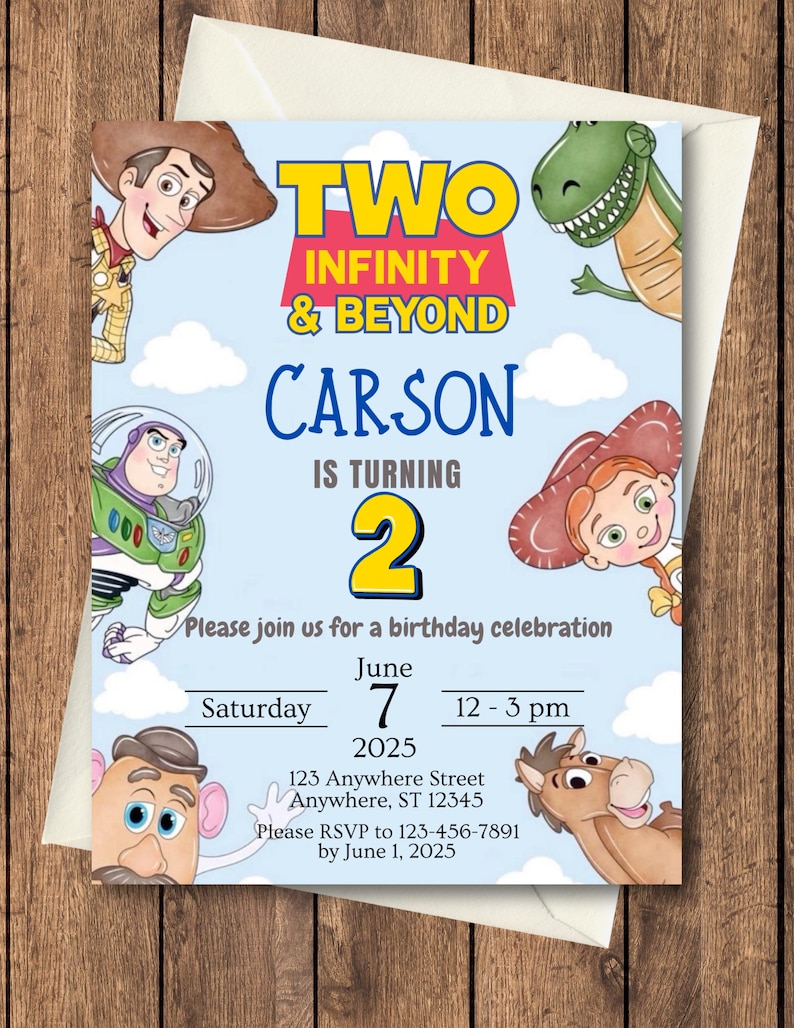 Two Infinity and Beyond Birthday Custom Invitation • Customized 2nd ...