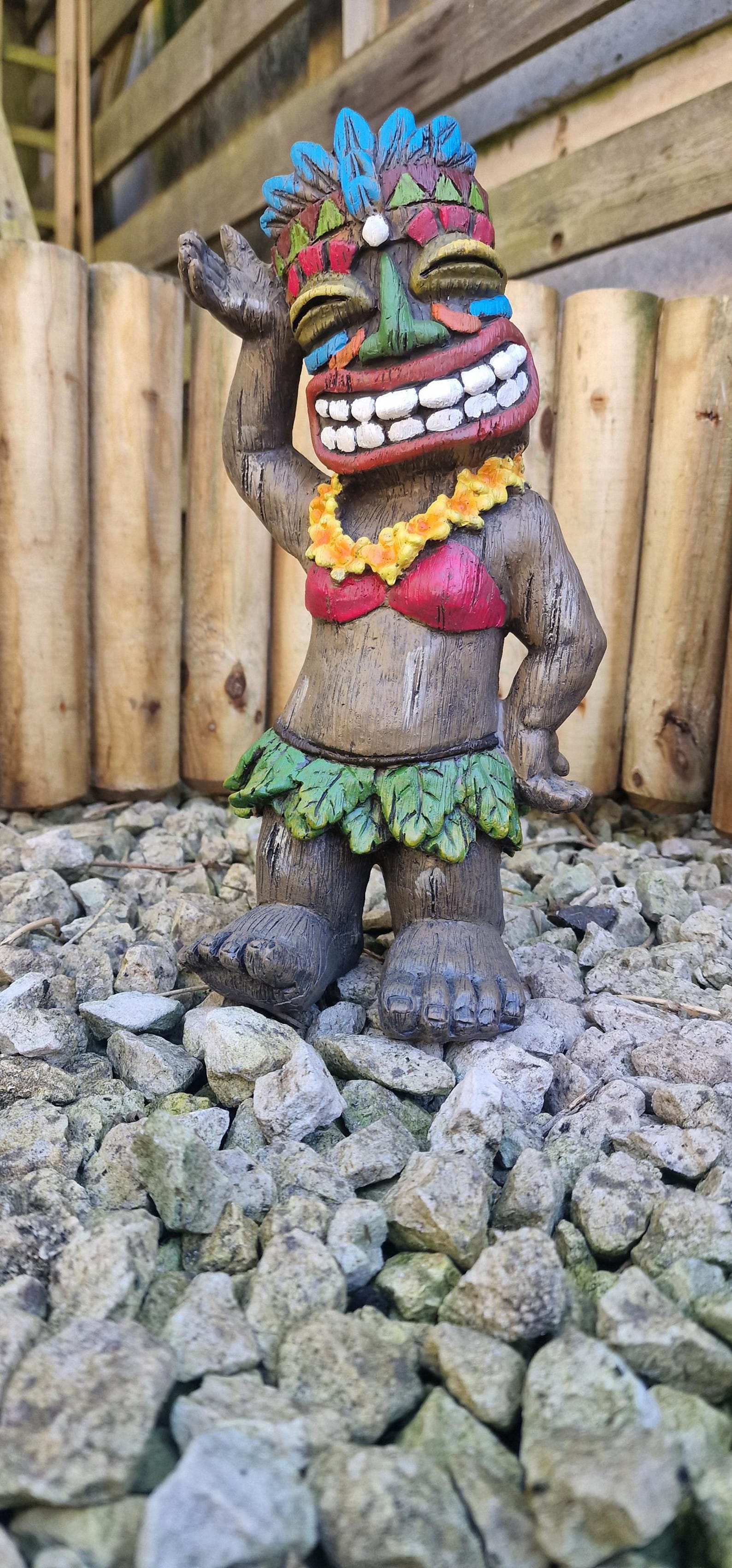 Hand Painted Tiki Man Statue: Colorful Hawaiian Bar Decor - Etsy