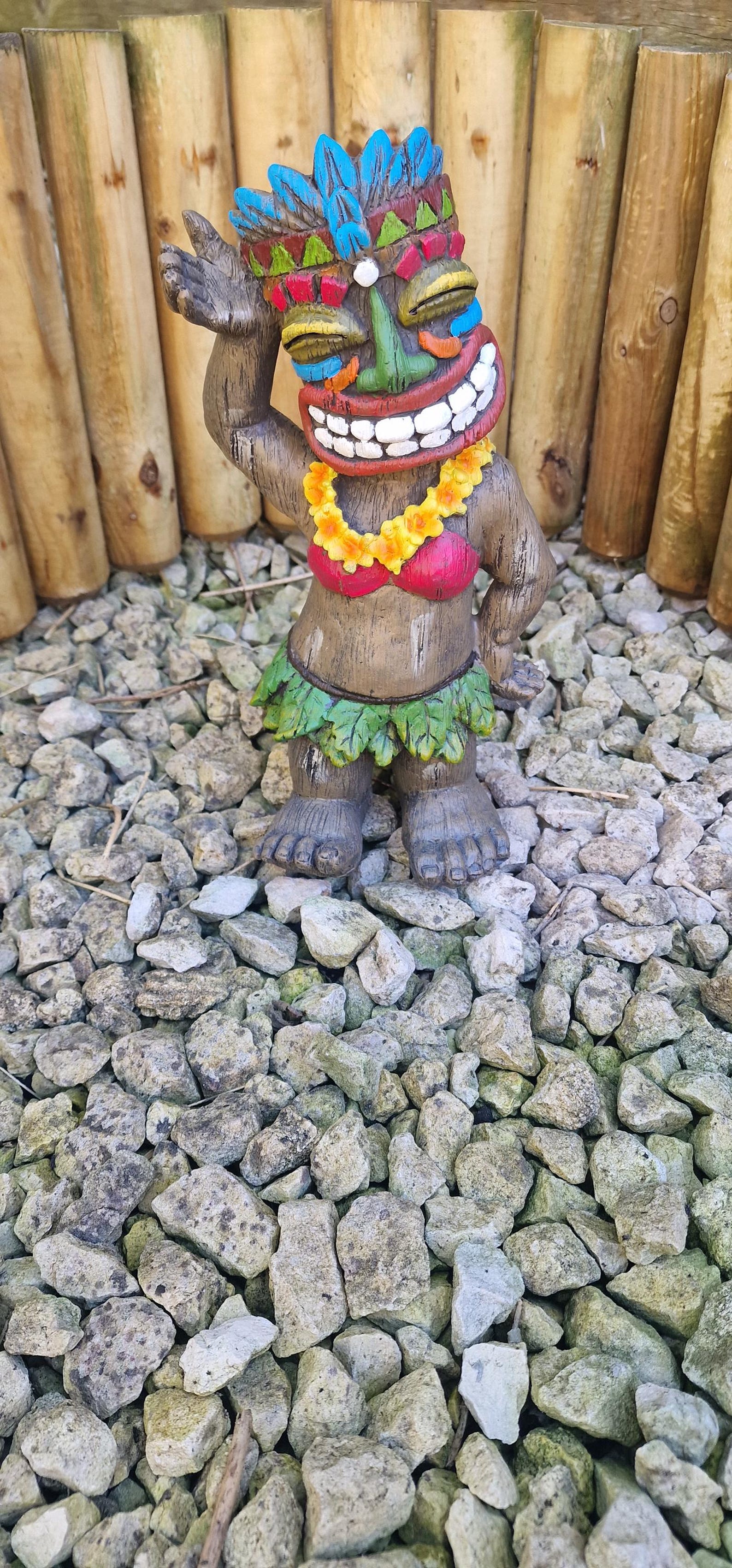 Hand Painted Tiki Man Statue: Colorful Hawaiian Bar Decor - Etsy