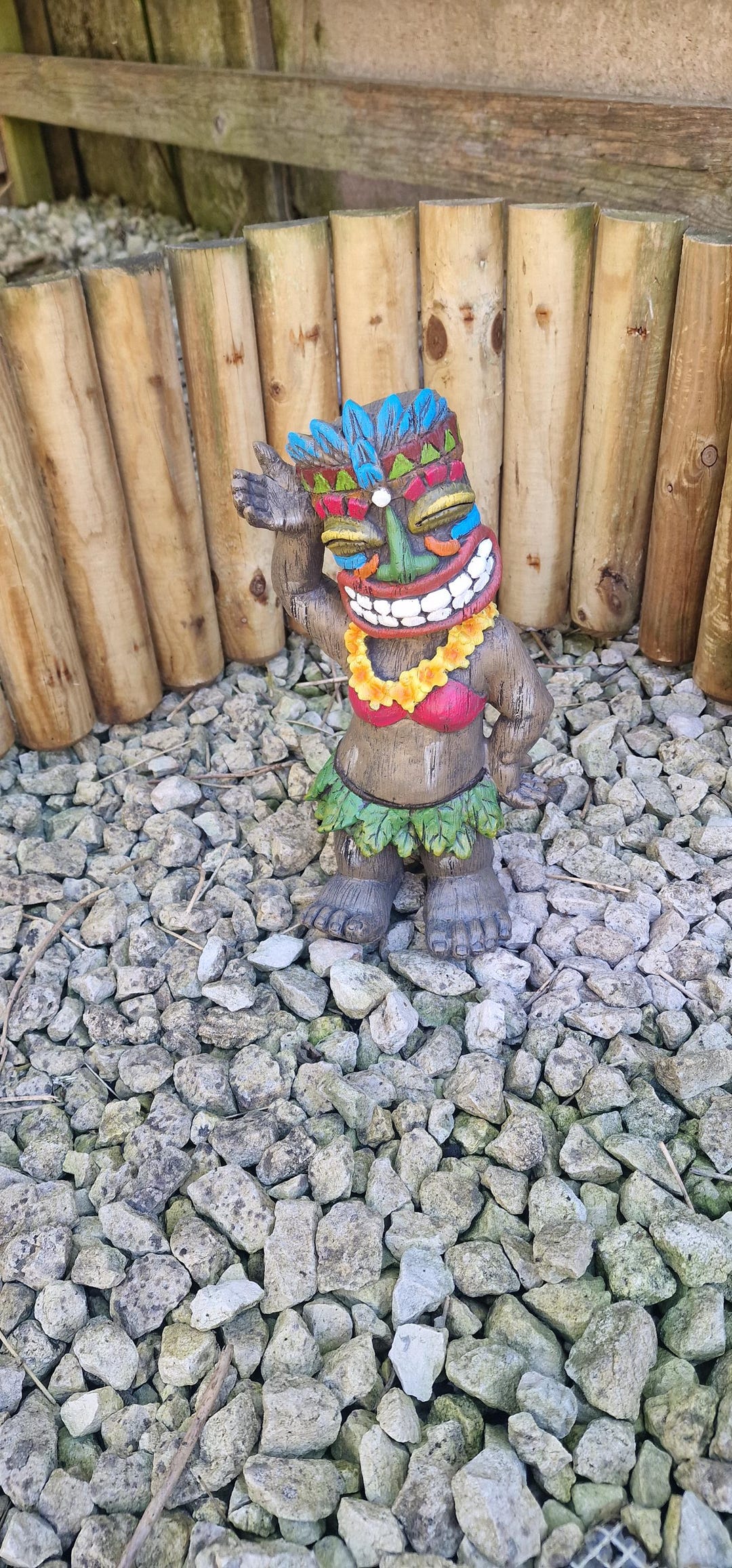 Hand Painted Tiki Man Statue: Colorful Hawaiian Bar Decor - Etsy