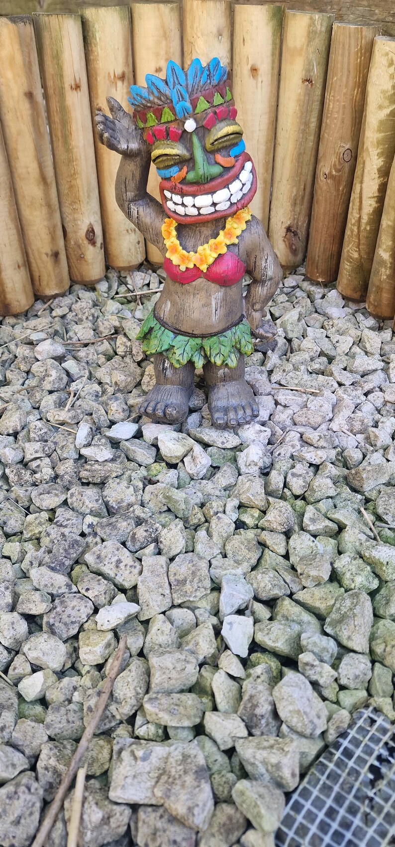 Hand Painted Tiki Man Statue: Colorful Hawaiian Bar Decor - Etsy