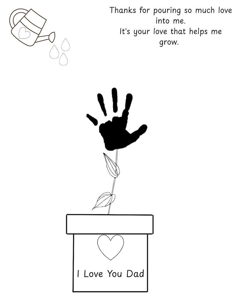 Coloring Diy Printable Dad Handprint Flower Craft for Kids. Great for ...