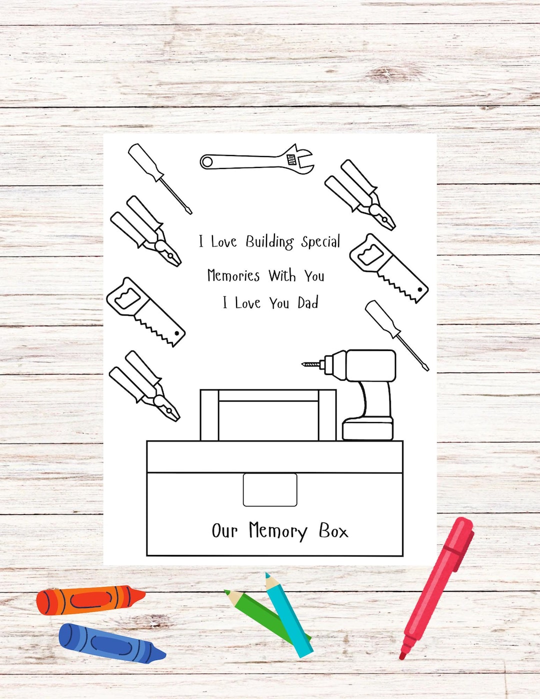 Printable Love You Dad Tool Box Coloring Sheet. Great for Kids to Give ...