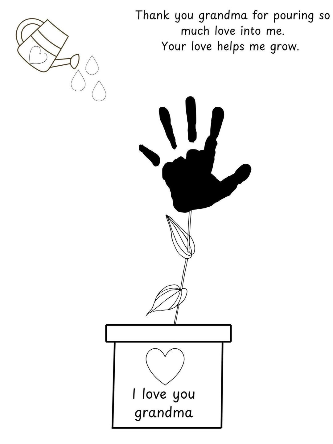Printable Coloring Diy Grandma Handprint Flower Craft for Kids. Great ...