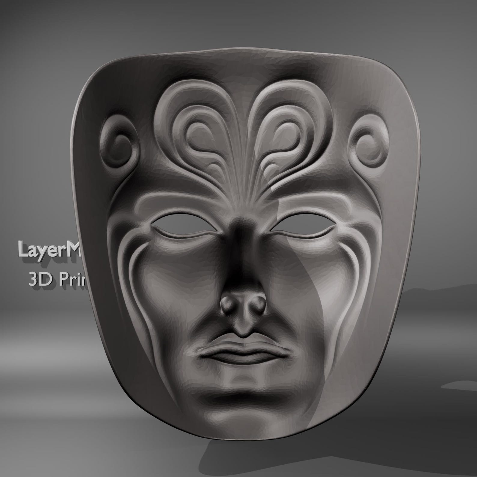 Engraved Ornamental Mask STL File, 3D Printable Wall Art (digital ...