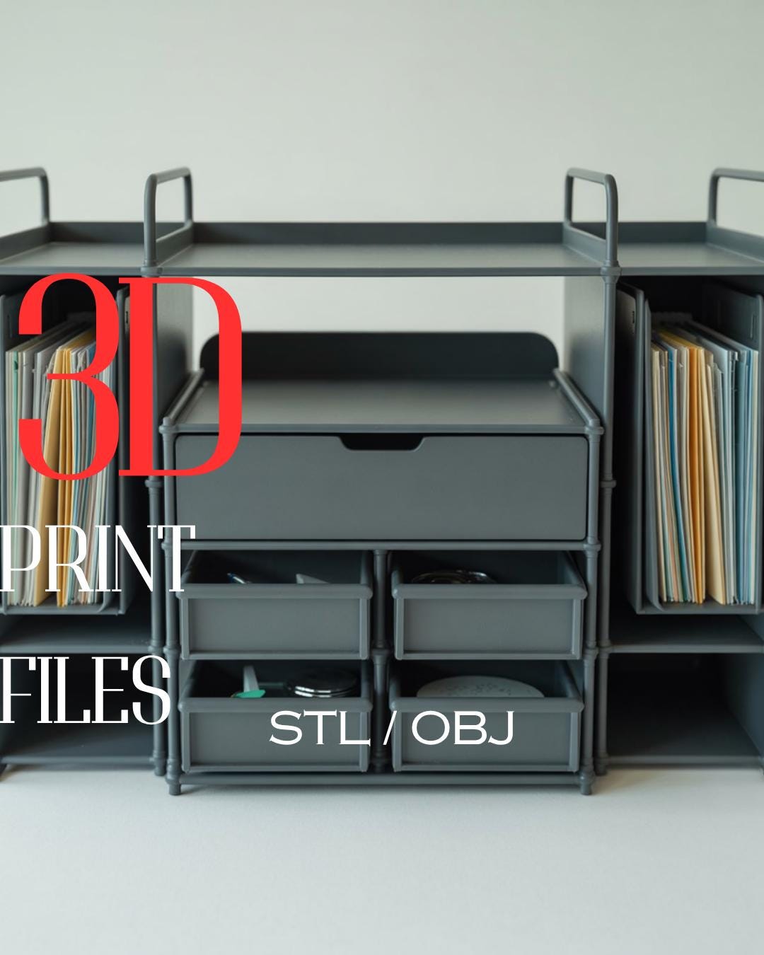 Modular Desk Organizer, 3D Printable, STL & OBJ File, Office Storage ...