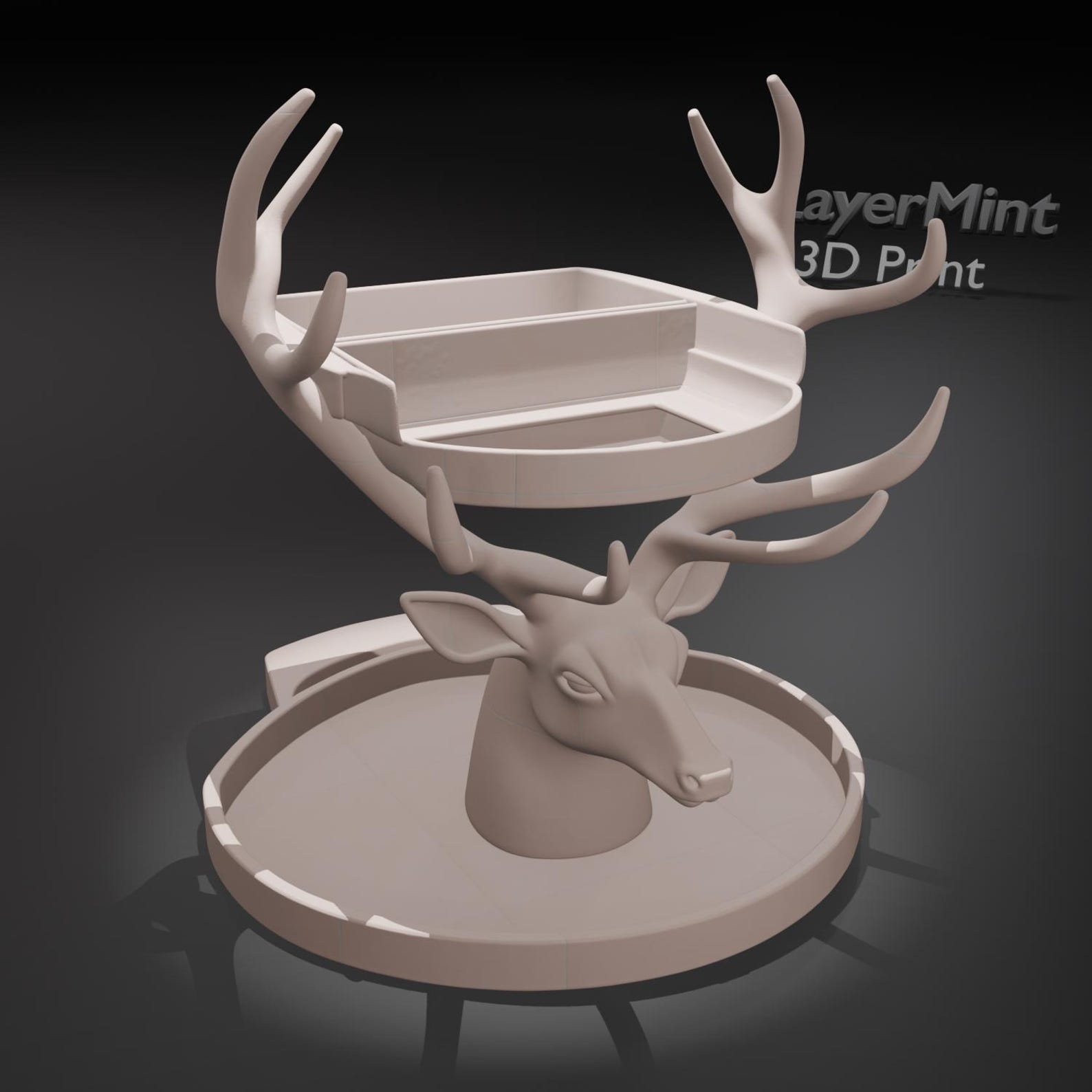 Stag Head Desk Organizer STL, Deer Antler Pen Holder, Wildlife Themed ...