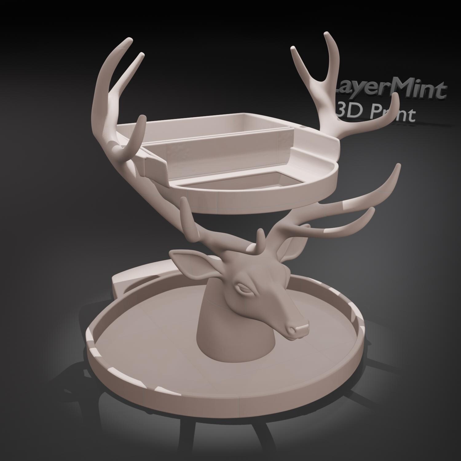 Stag Head Desk Organizer STL, Deer Antler Pen Holder, Wildlife Themed ...