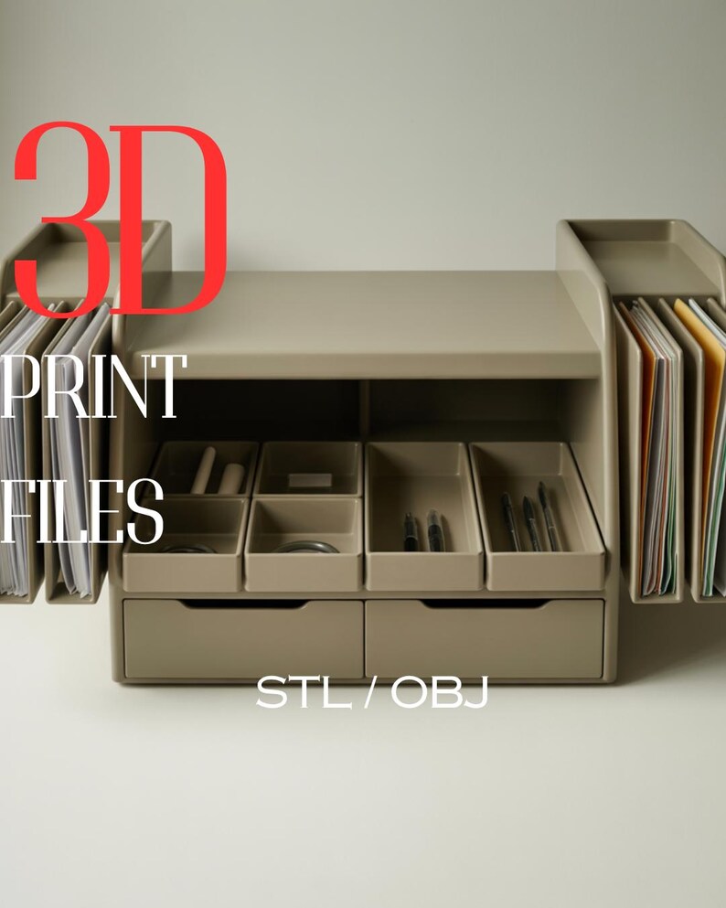 Modular Desk Organizer, 3D Printable, STL & OBJ File, Office Storage ...