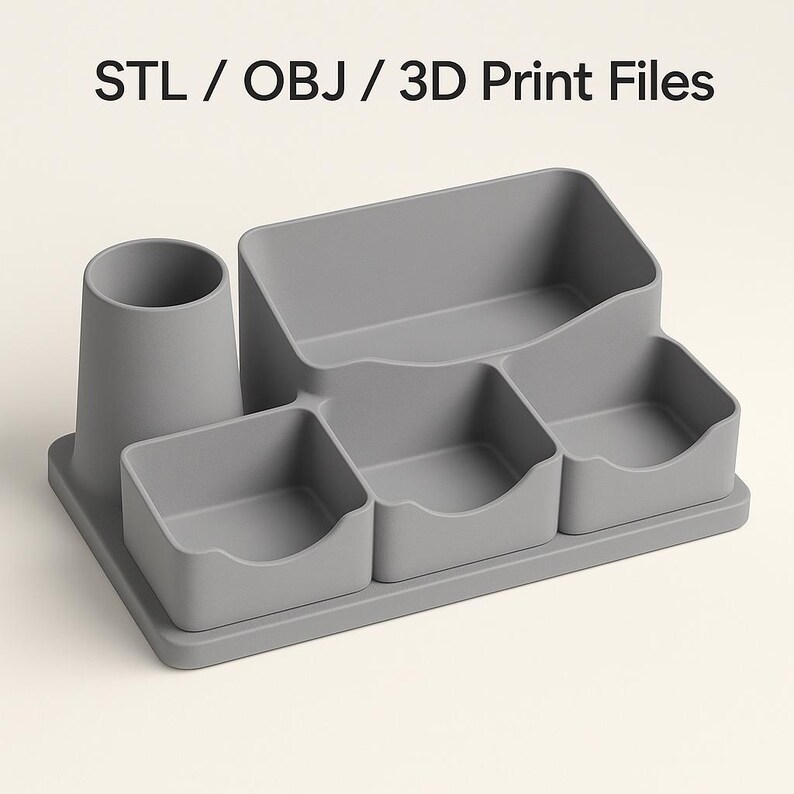 Modular Desk Organizer STL File – 3D Printable Office Tray, Pen Holder ...