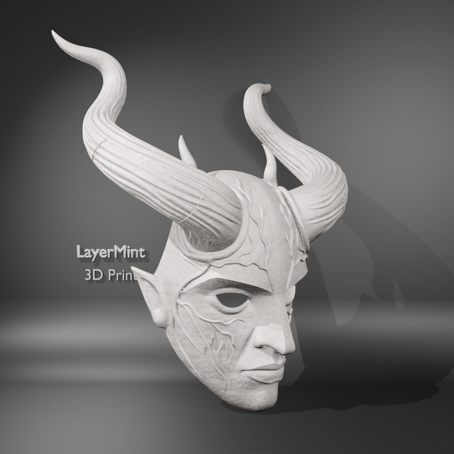 3D Printable Horned Demon Mask STL File, Fantasy Devil Cosplay Prop ...