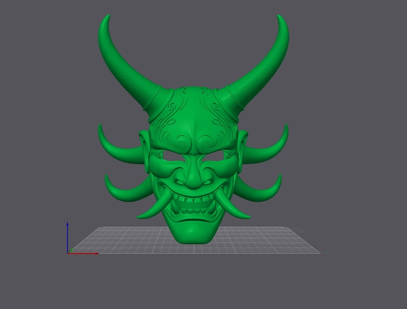 Oni Demon Mask STL File, Japanese Samurai Devil Mask 3D Print Model for ...