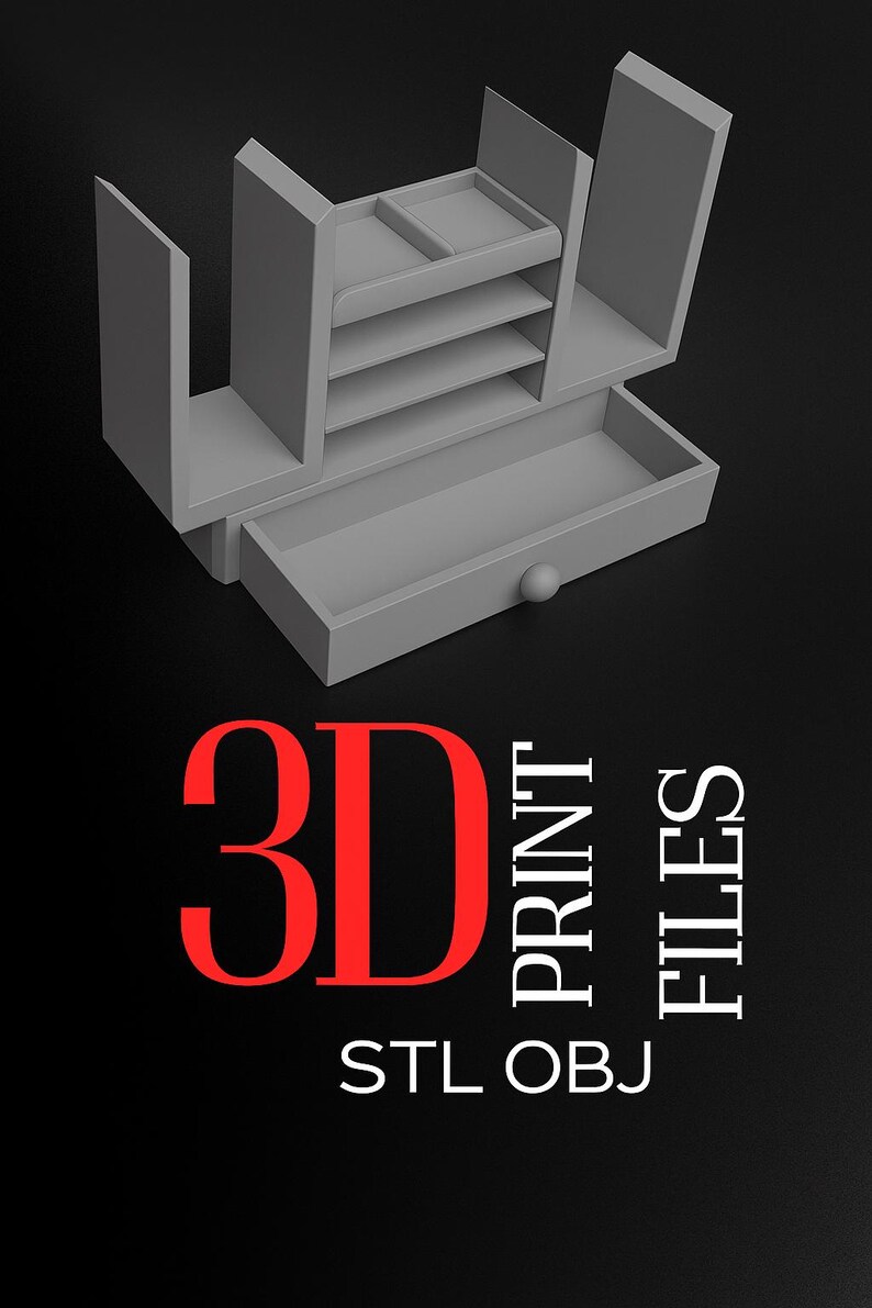 3D Printable Desk Organizer STL File | Office Storage Box | Drawer ...