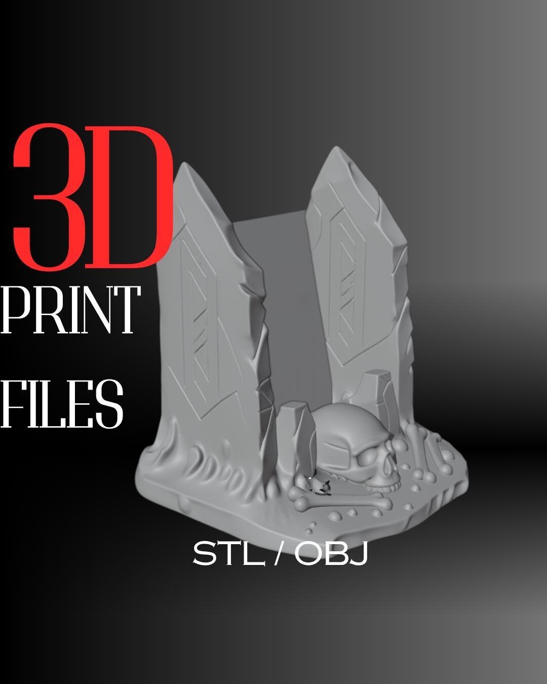 Skull Throne Phone Stand – 3D Printable Horror Cradle, Gothic STL OBJ ...
