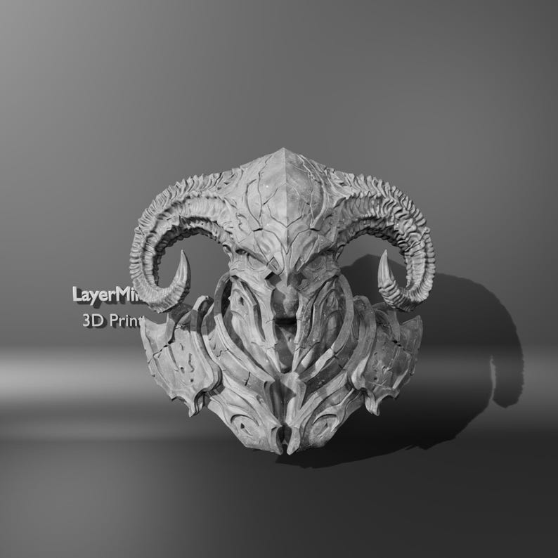 Demonic Skull Helmet STL File for 3D Print Dark Fantasy Armor Mask ...