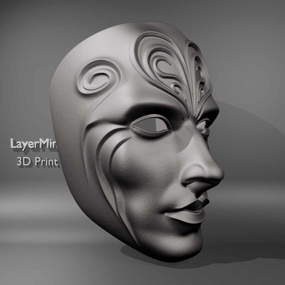 Engraved Ornamental Mask STL File, 3D Printable Wall Art (digital ...