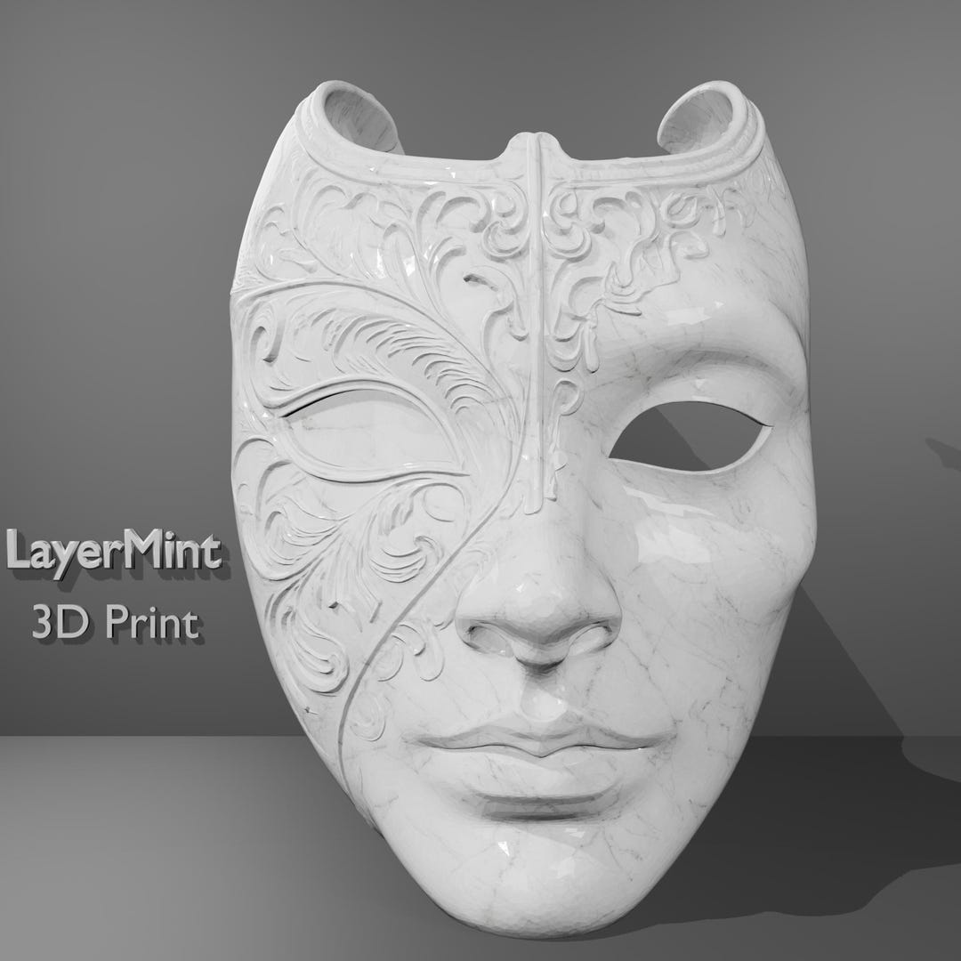 Ornamental Half Mask STL | 3D Print Cosplay, Gothic Decor (digital ...