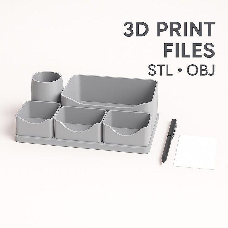 Modular Desk Organizer STL File – 3D Printable Office Tray, Pen Holder ...