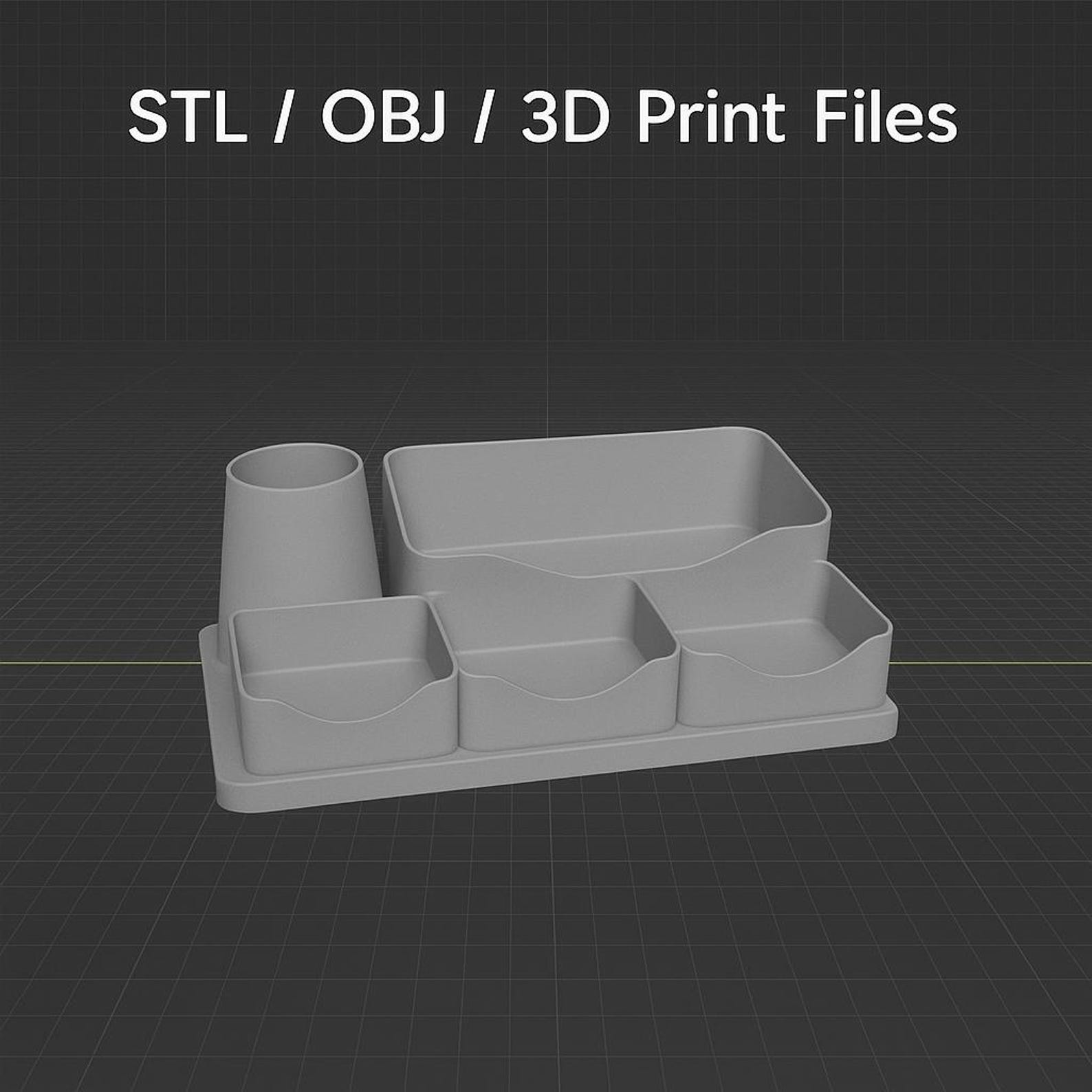 Modular Desk Organizer STL File – 3D Printable Office Tray, Pen Holder ...