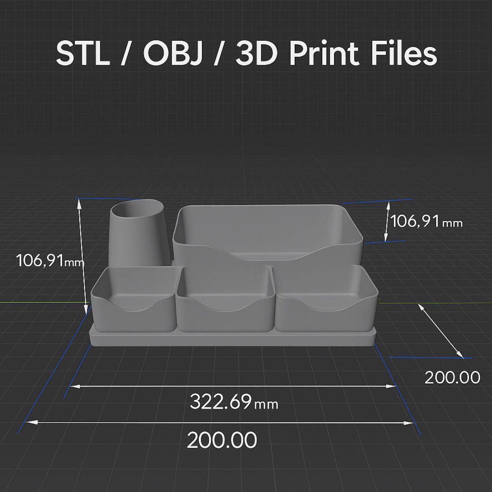 Modular Desk Organizer STL File – 3D Printable Office Tray, Pen Holder ...