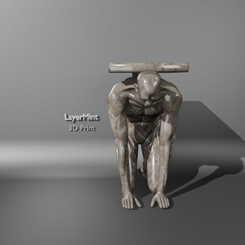 Kneeling Human Statue Tray STL File, 3D Printing Sculpture (digital ...
