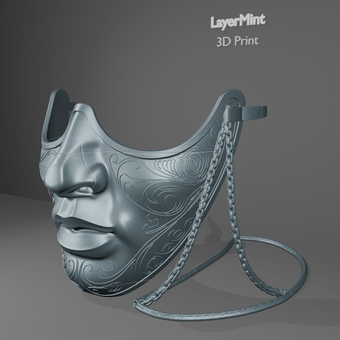 Ornamental Half Face Mask STL File, 3D Printable Decorative Cosplay ...