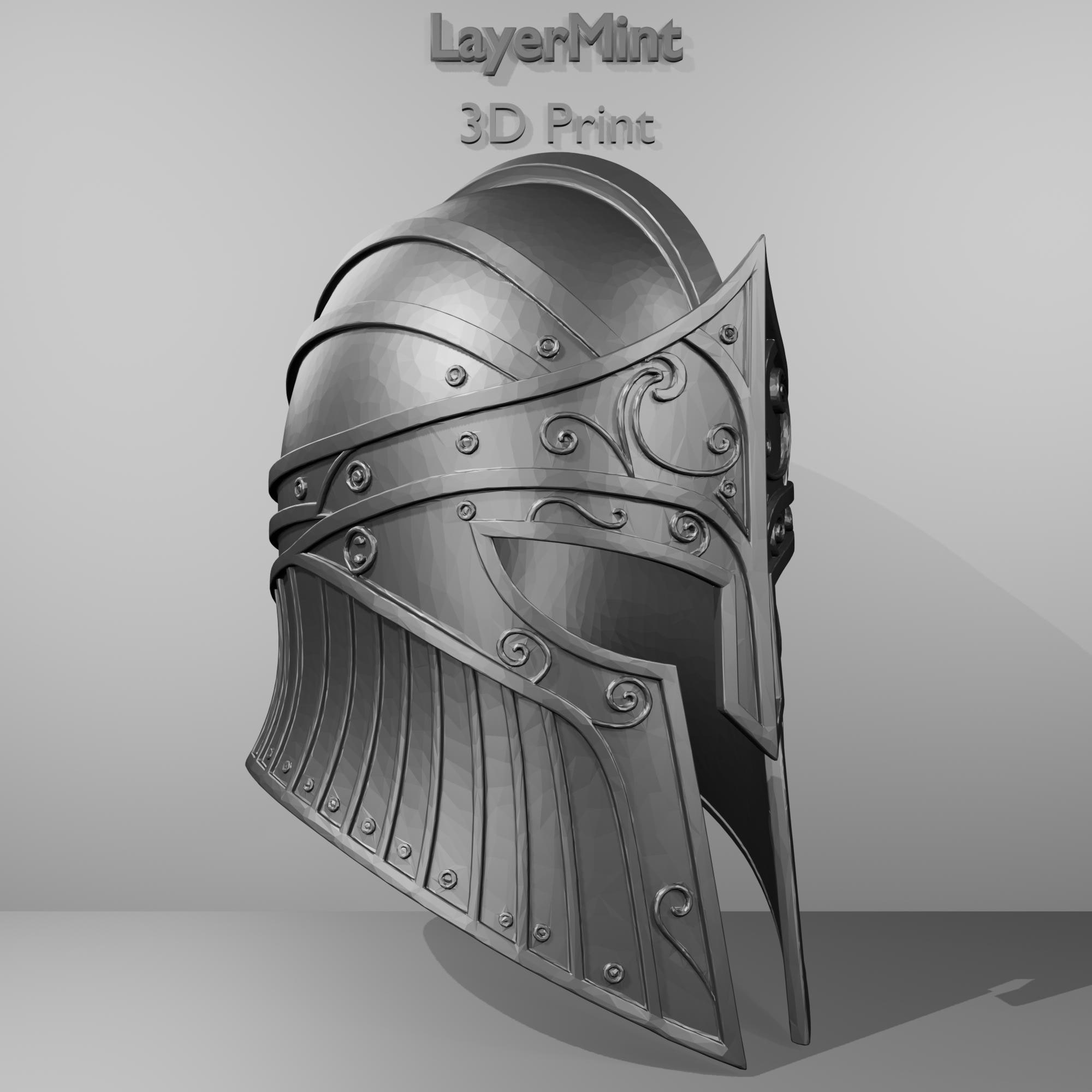 Medieval Fantasy Knight Helmet STL File for 3D Printing, Detailed Armor ...