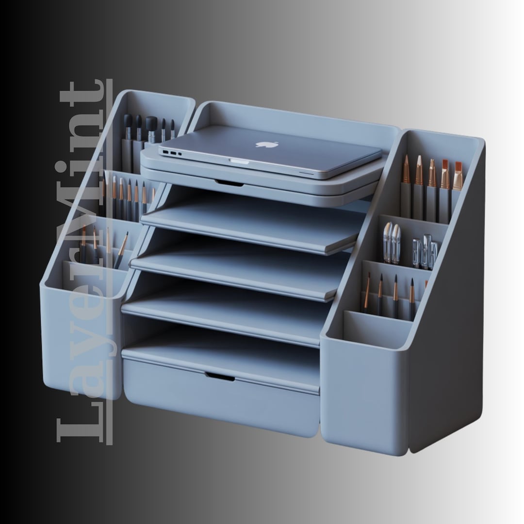 3D Printable Desk Organizer: Multi-layer Storage, STL File - Etsy