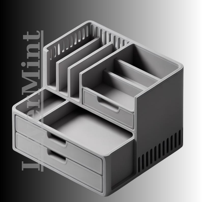 3D Printable Modern Desk Organizer With 3 Drawers | STL File for Home ...