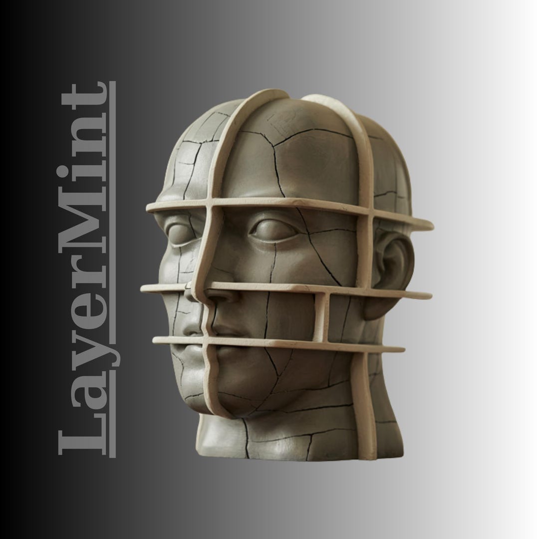 Abstract Human Face Mask STL File: Modern 3D Printing Sculpture ...