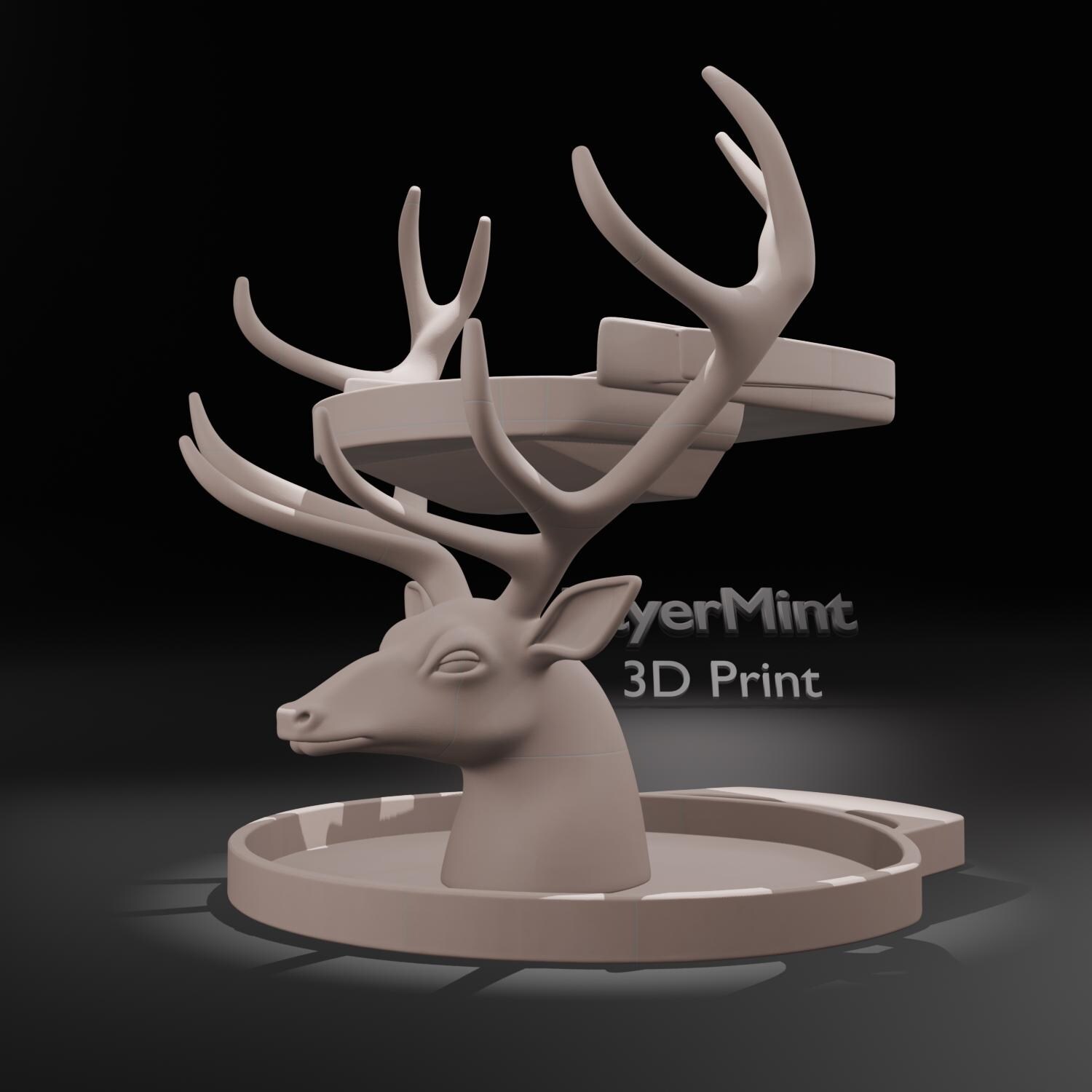 Stag Head Desk Organizer STL, Deer Antler Pen Holder, Wildlife Themed ...