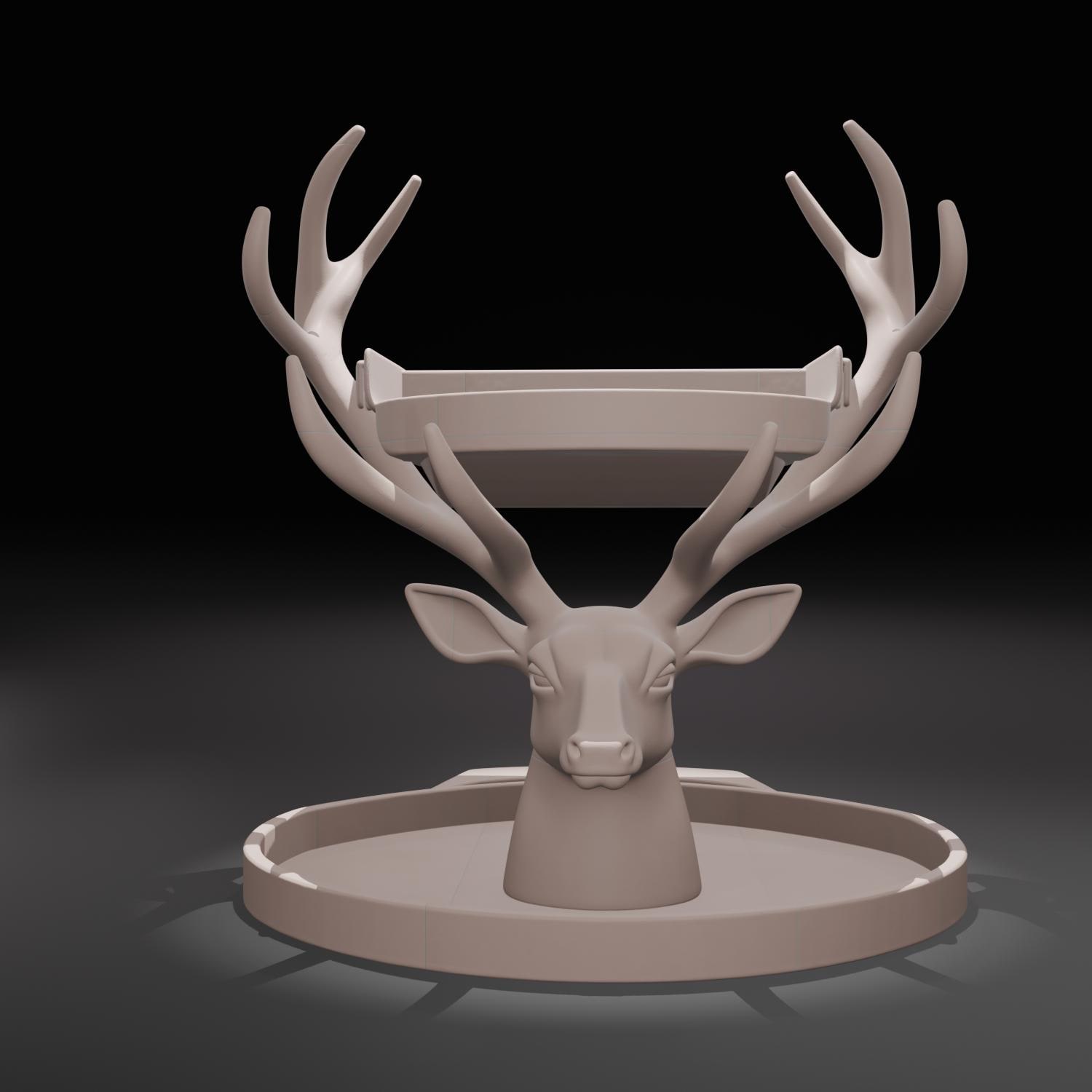Stag Head Desk Organizer STL, Deer Antler Pen Holder, Wildlife Themed ...