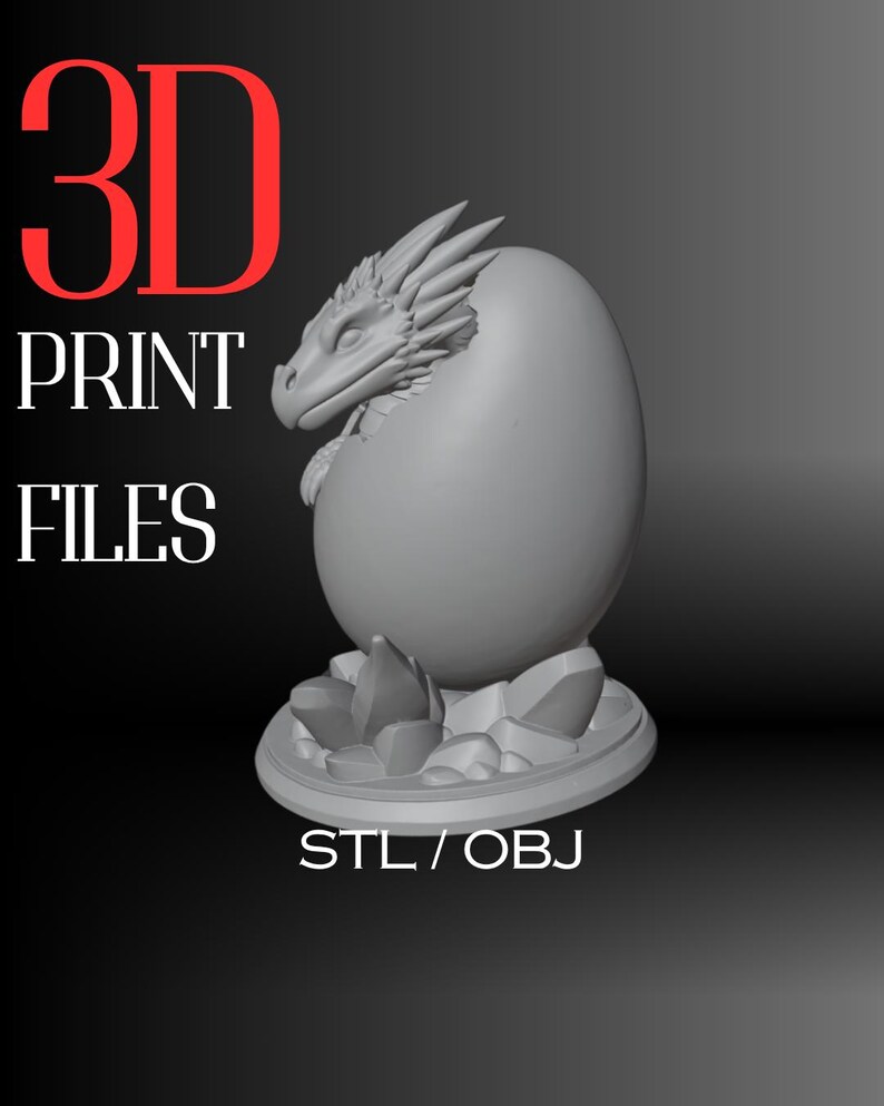 3D Dragon Egg Model STL File – Baby Dragon Hatching Statue – Fantasy ...