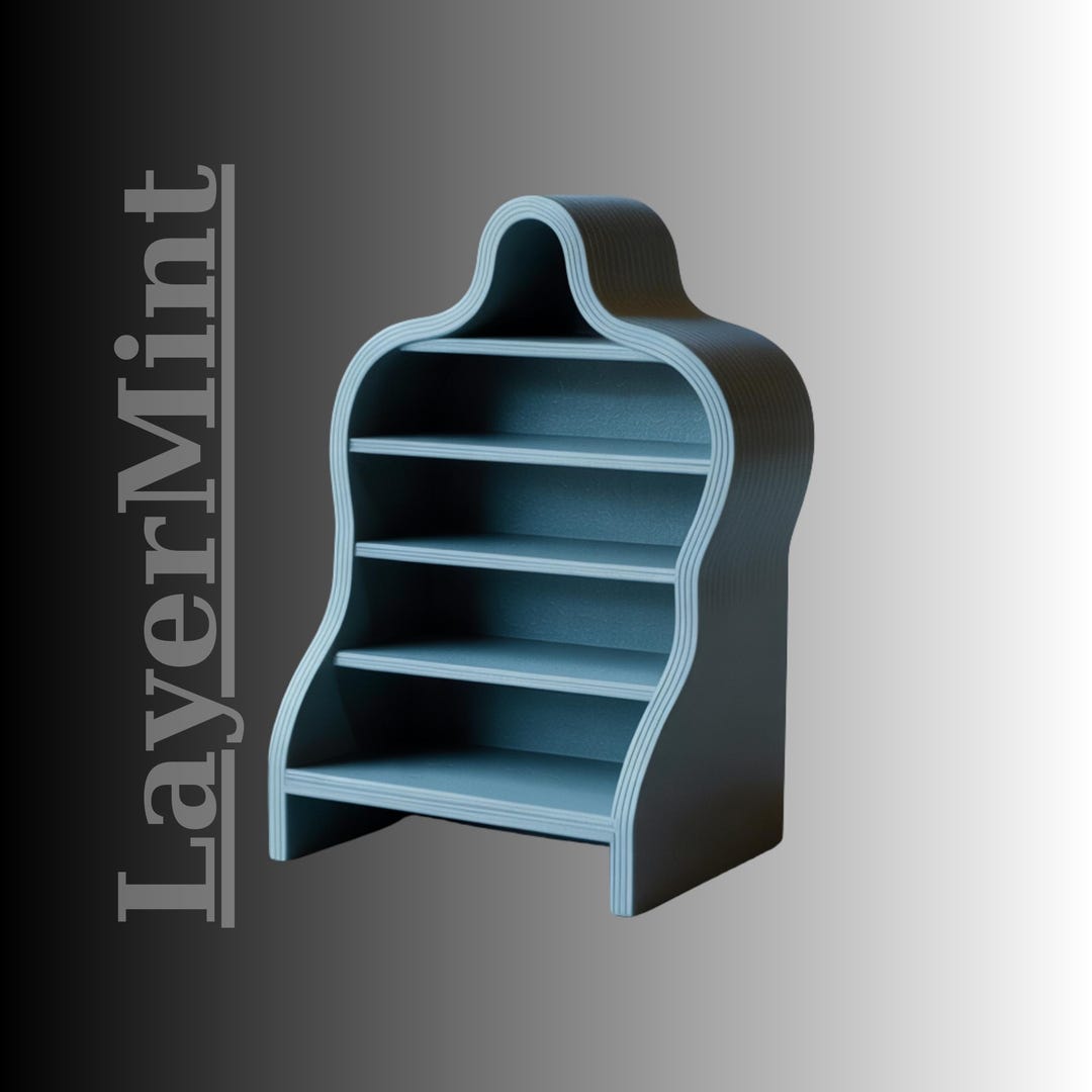 Curved Layered Desk Organizer STL File: 3D Printed Shelf (digital ...