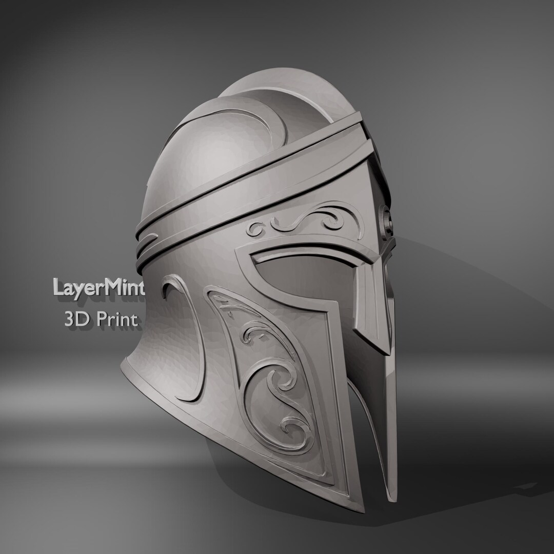3D Printable Ornamental Warrior Helmet STL File, Fantasy Medieval Armor ...
