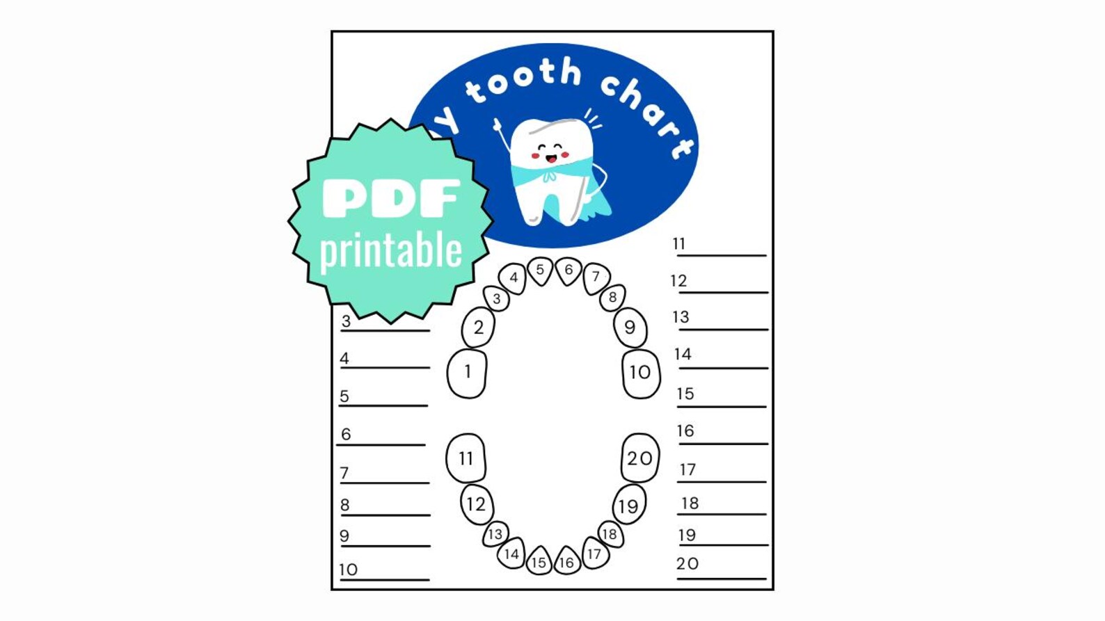 Loose Tooth Tracker | Kids Tooth Fairy Chart (PDF) - Etsy