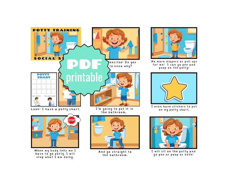 Potty Training Social Story | Potty Charts |toilet Training Printable | Toileting Story for Kids ...