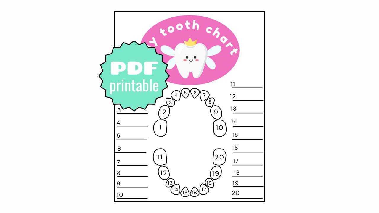 Tooth Chart | Tooth Fairy Chart | Loose Tooth Printable | Missing Teeth ...