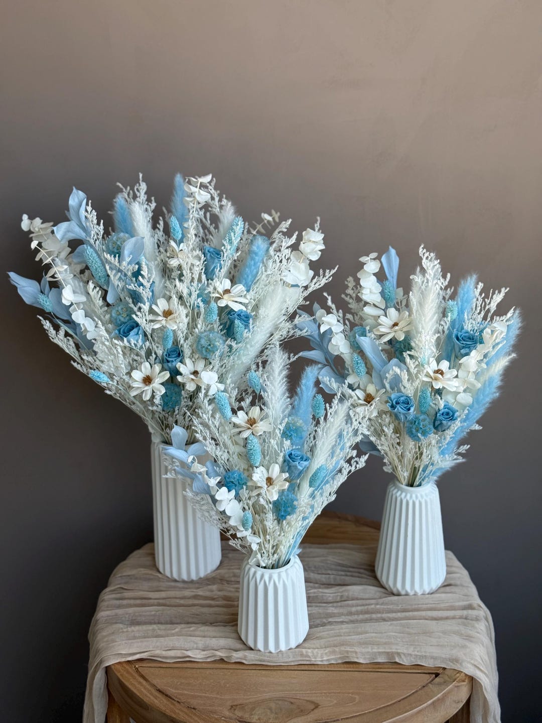 Celestial Blue Dried Flower Bouquet: Elegant Wedding Home Decor - Etsy