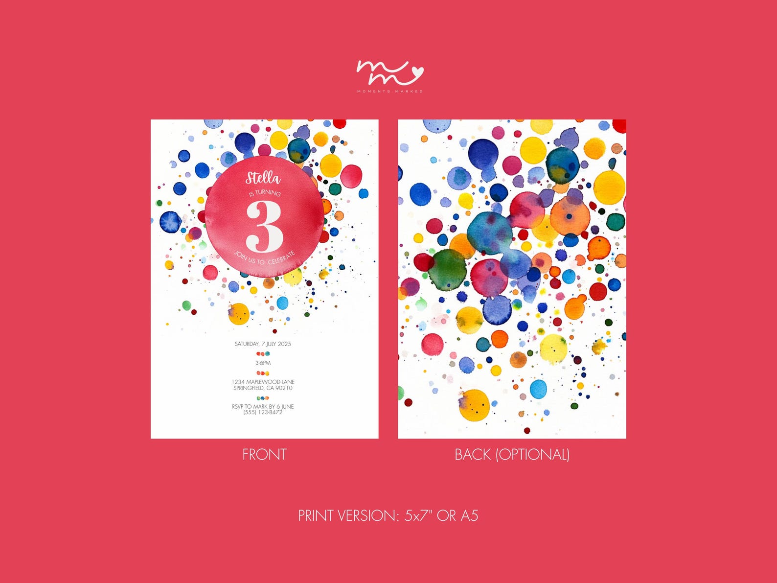 Editable Birthday Party Invitation Template ('color Pop' Theme): DIY ...