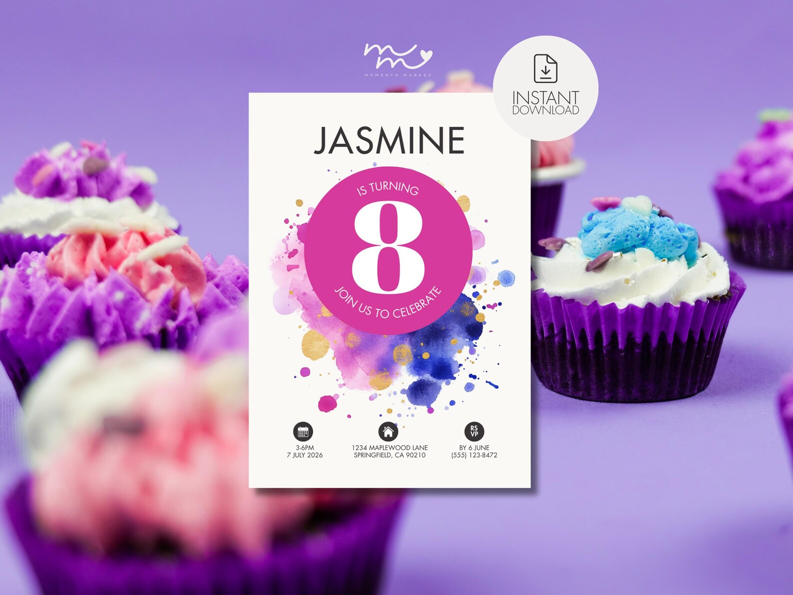 Editable Birthday Invitation Template | Color Pop 'popberry' Theme ...