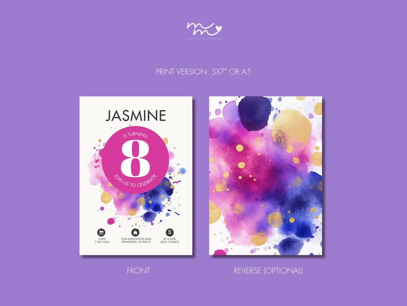 Editable Birthday Invitation Template | Color Pop 'popberry' Theme ...