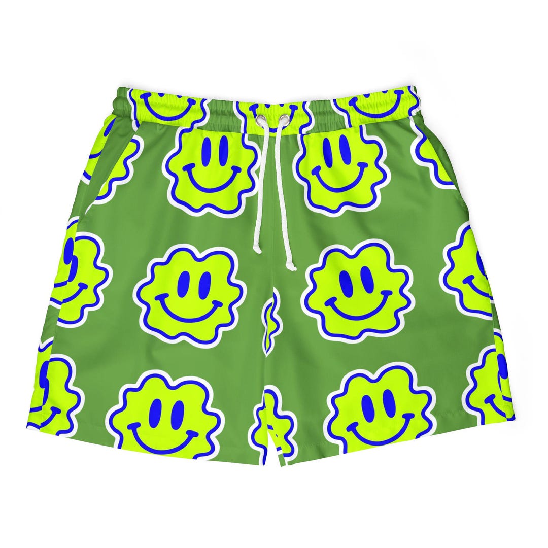 Smiley Face Unisex Swim Shorts, Fun Beachwear for Summer, Pool Party ...