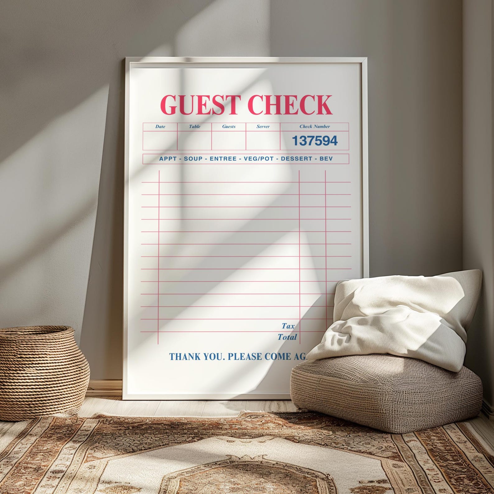 Trendy Guest Check Art Print: Minimalist Apartment Wall Decor (digital ...