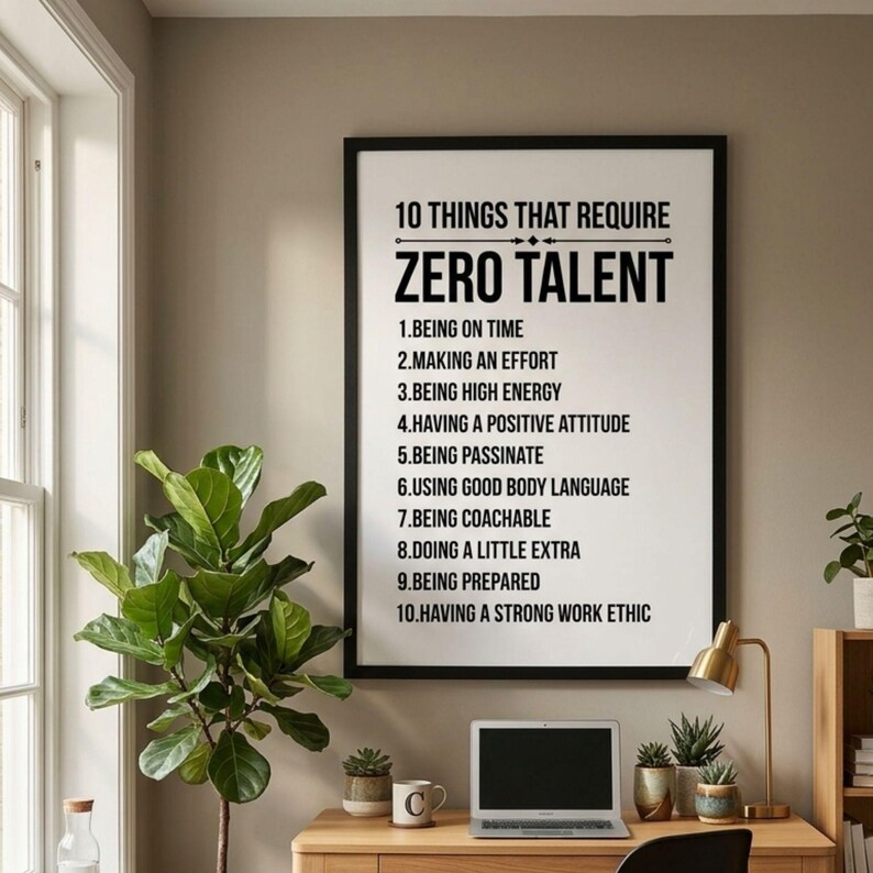 10 Things That Require Zero Talent Printable Wall Art, Motivational ...