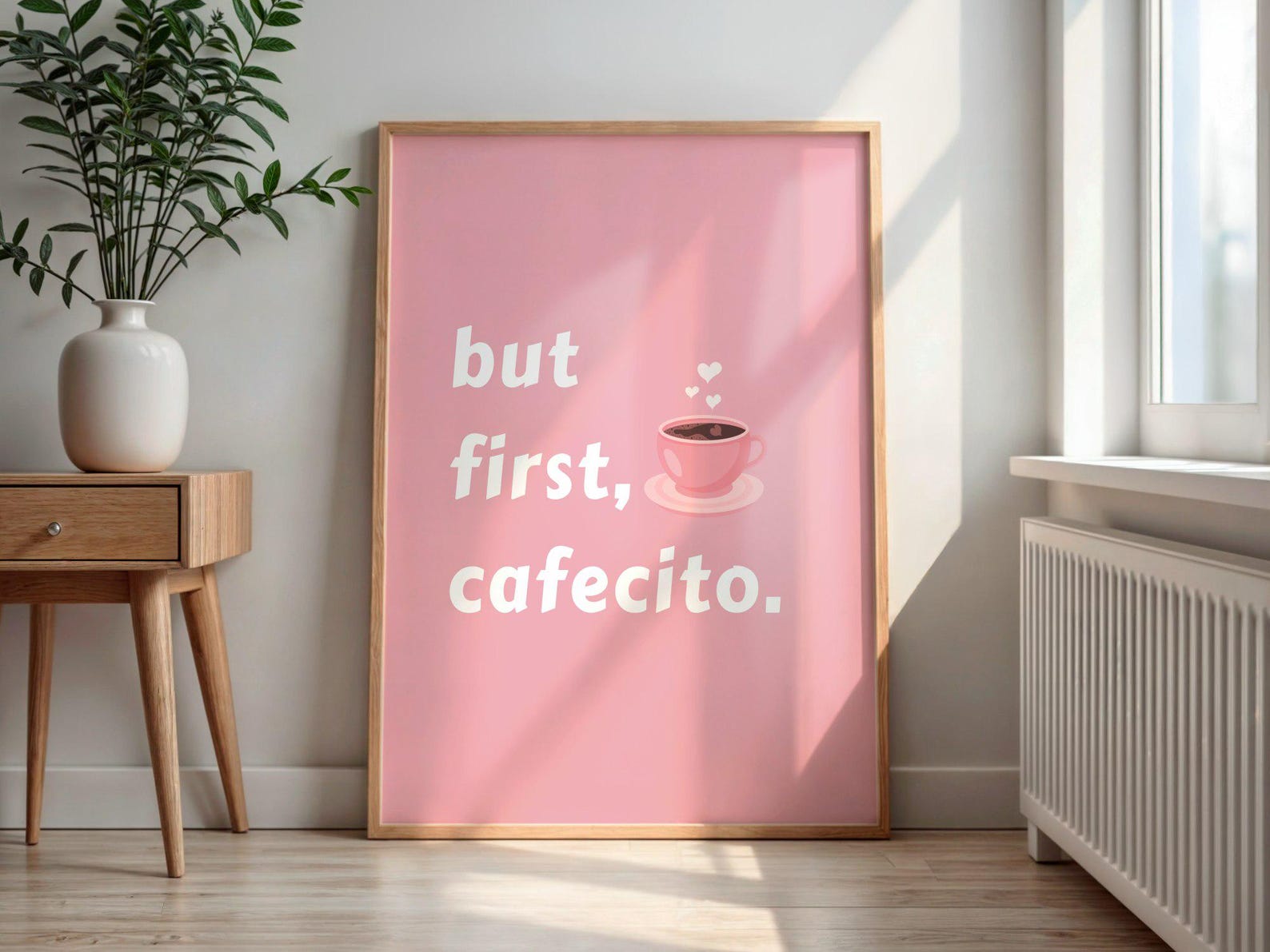 But First Cafecito Wall Art, Pink Coffee Spanish Quote Print, Digital ...