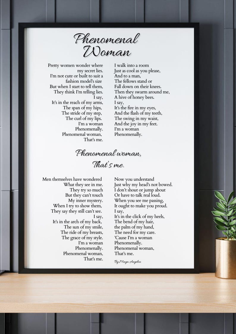 Phenomenal Woman Poem by Maya Angelou – Inspirational Feminist Quote ...